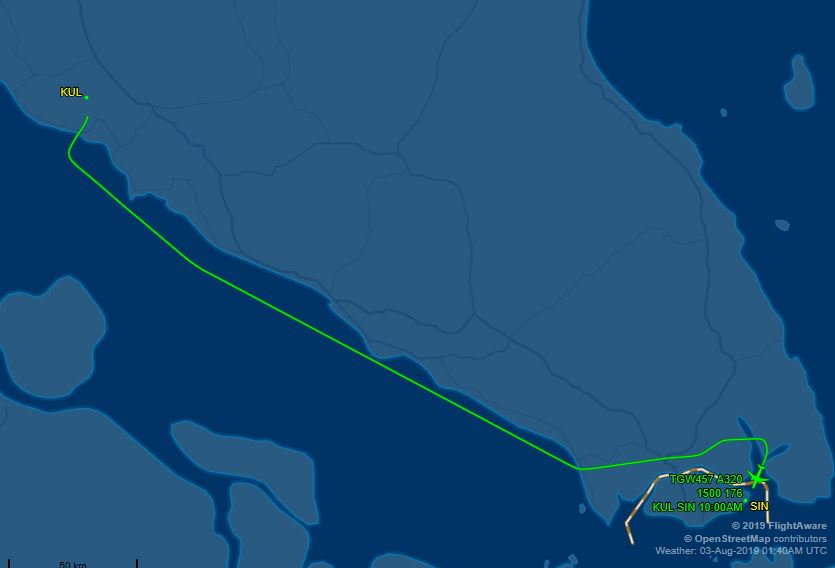 Scoot Air TR457 dari Kuala Lumpur ke Singapura (KUL-SIN)